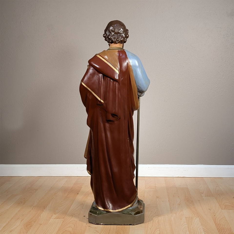 Antique European Plaster Devotional Church Statue Saint Joseph w/ Staff ...