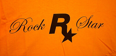 Bright Yellow Rock Star Video Game Logo Promo T-Shirt NOS Unused Sz ...