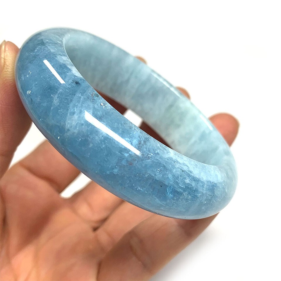 Real Genuine Natural Clear Blue Aquamarine Bangles Bracelet Bangle 54 ...