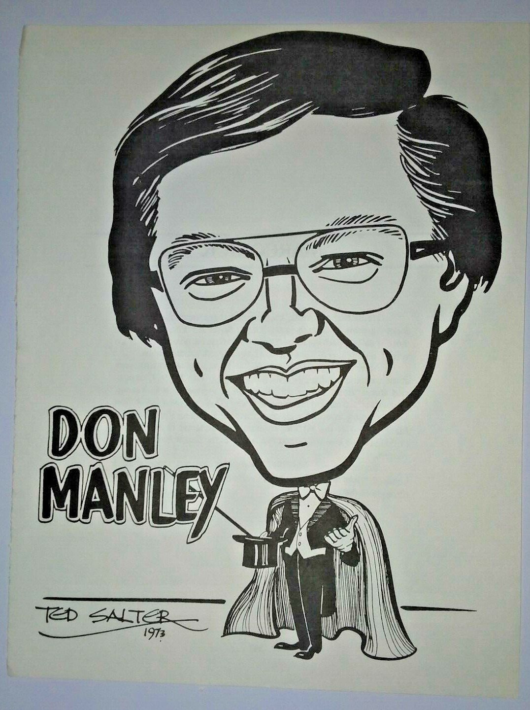 Don Manley caricature 1988 The Magic Castle Walls of Fame book by Ted ...