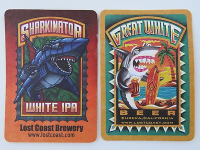 Beer Bar Coaster ~ LOST COAST Brewery Sharkinator White IPA ~ Eureka ...