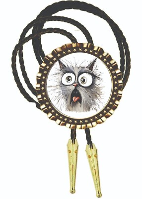 A CAT Scared Screaming Fun Character Art Bolo Tie Men's Funny Humorous ...