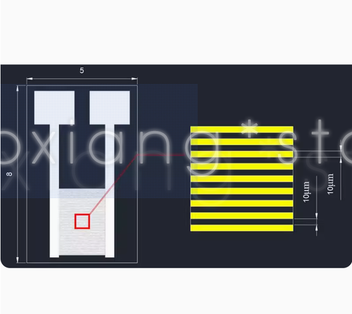 5PC 10µm Fork Finger Electrode MEMS Gas Bioelectrochemical Sensor Chip ...