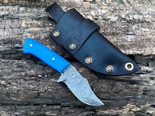 SHARD Custom HANDMADE DAMASCUS STEEL Hunting FIX BLADE Mini Neck Knife ...
