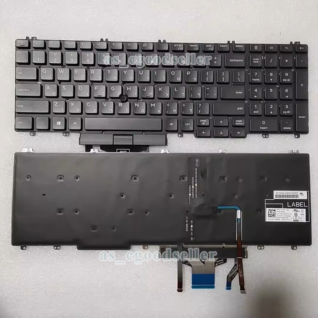 Newfor DELL LATITUDE 5500 5501 5510 5511 2019 Keyboard Hebrew & US ...