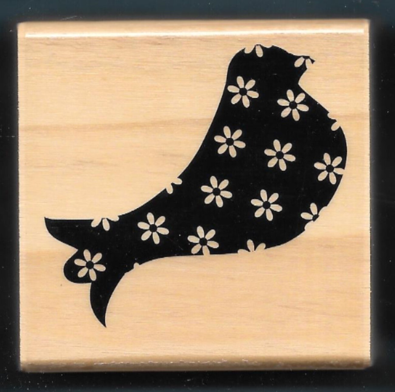 BIRD SHAPE FLOWER DAISY DESIGN NEW Medium Wood Mount CRAFT hobby RUBBER ...