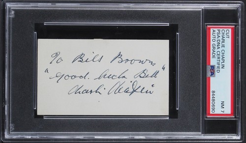 Charlie Chaplin Authentic Signed 2.25x3.85 Cut Signature Auto NM 7! PSA ...