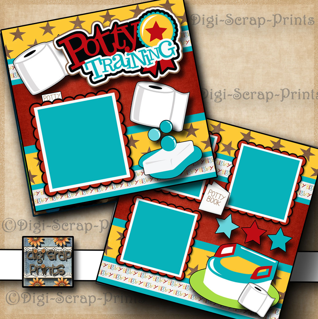 POTTY TRAINING ~ BOY 2 premade scrapbook pages paper piecing layout ...