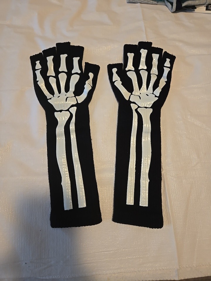 Motarto Halloween Skeleton Costume Gloves Fingerless New Adult Or Kid ...