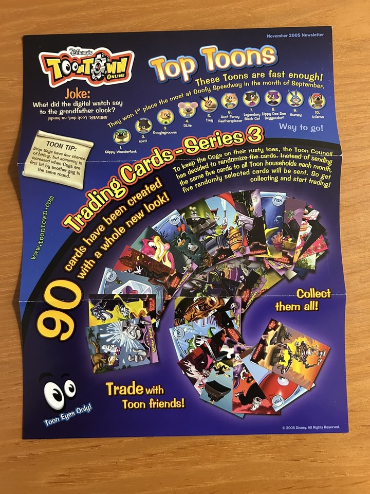 Disney Toontown Online November ‘05 NEWSLETTER - Ft. Billy Budd’s ...