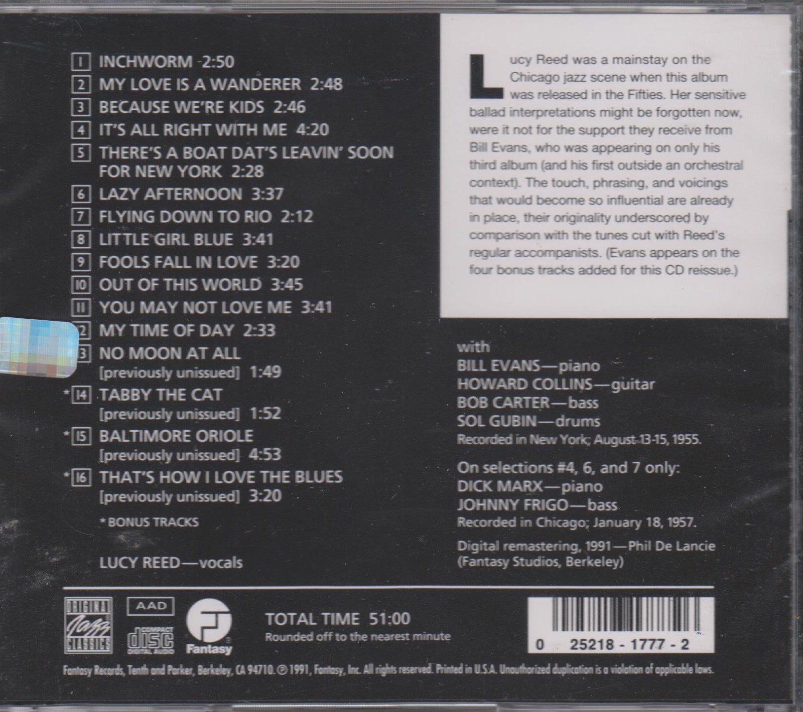 The Singing Reed by Lucy Reed (CD, Oct-1991, Original Jazz Classics ...