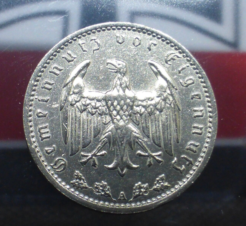 Beautiful 1 Reichsmark Nazi Coin: Genuine Nickel Third Reich WW2 ...