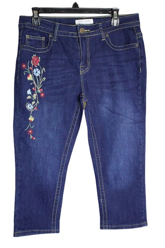 Women’s Level Eight Stretch Capri Jeans Size 8 Embroidered Floral P2 | eBay