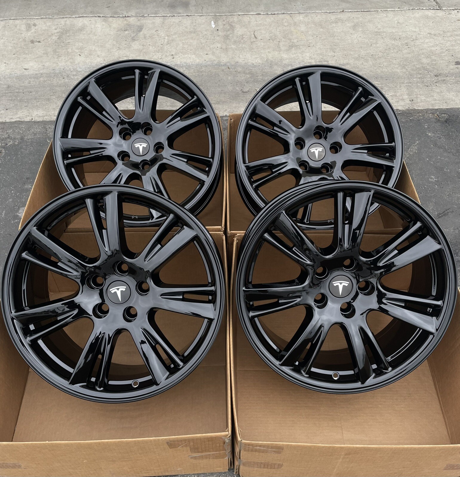 19" Tesla Model S OEM Tempest Wheels 148628500A, New Gloss Black ...