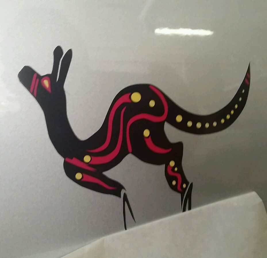 Kangaroo Aboriginal art Vinyl cut Car boat Sticker aussie made & design ...