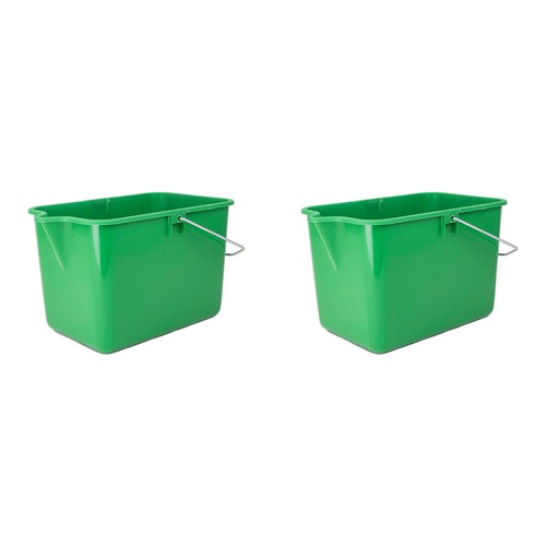 2x Home Leisure Mop Bucket W/Lip 9L BP Green Colour Kitchen Cooking ...