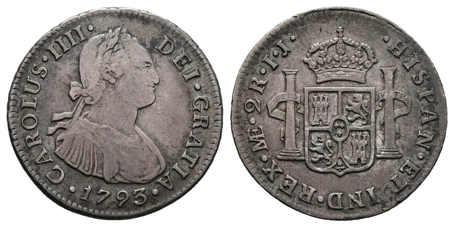 CAROLUS IV. 2 REALES. 1793. LIMA IJ. THIRD BUST TYPE. AC 576 | eBay