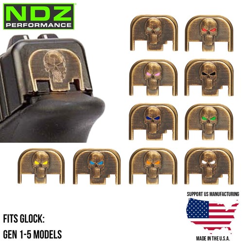 NDZ Brass Glock Gen 1-5 17 19 26 45 3D Skull Eyes Slide Cover Back ...
