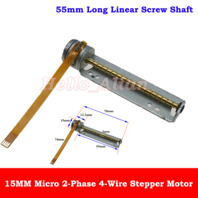 DC 5V 2 Phase 4 Wire Micro 15mm Stepping Stepper Motor 55mm Long Screw ...