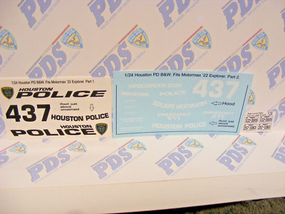 Houston TX Police 1:24 Water Slide Decals Fits B&W Unit 2022 Motormax ...