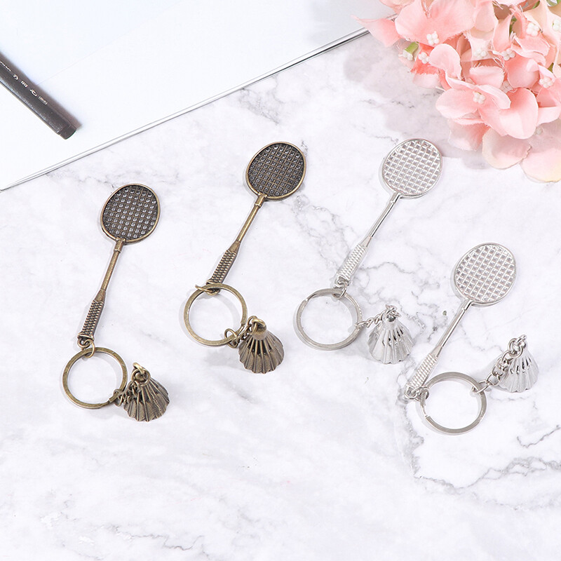 Metal Badminton Racket Keychain Mini Keychain For Car Sports key Ring ...