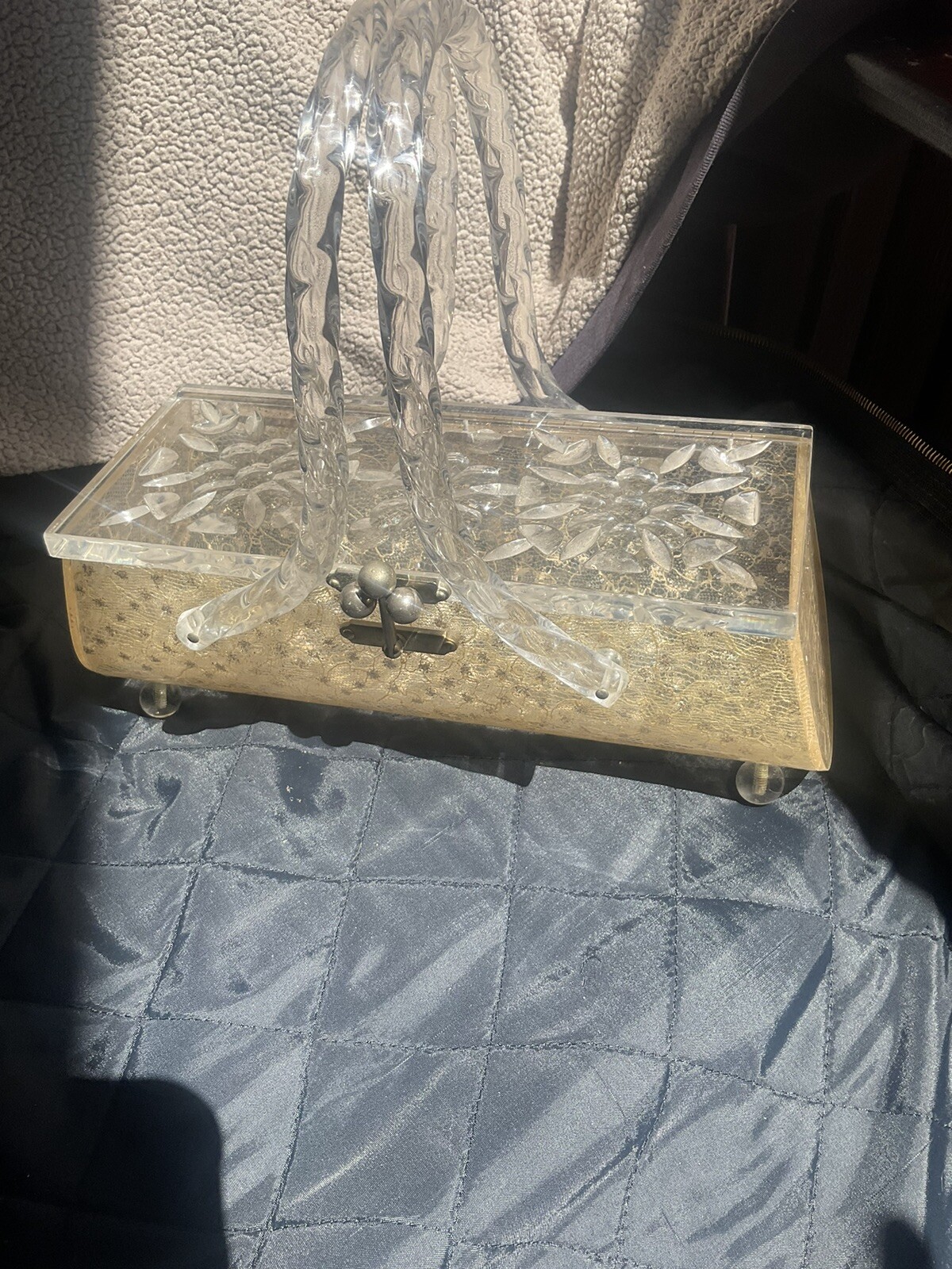 1950's Lucite Handbag by Charles Kahn Glass Footed Cr… - Gem