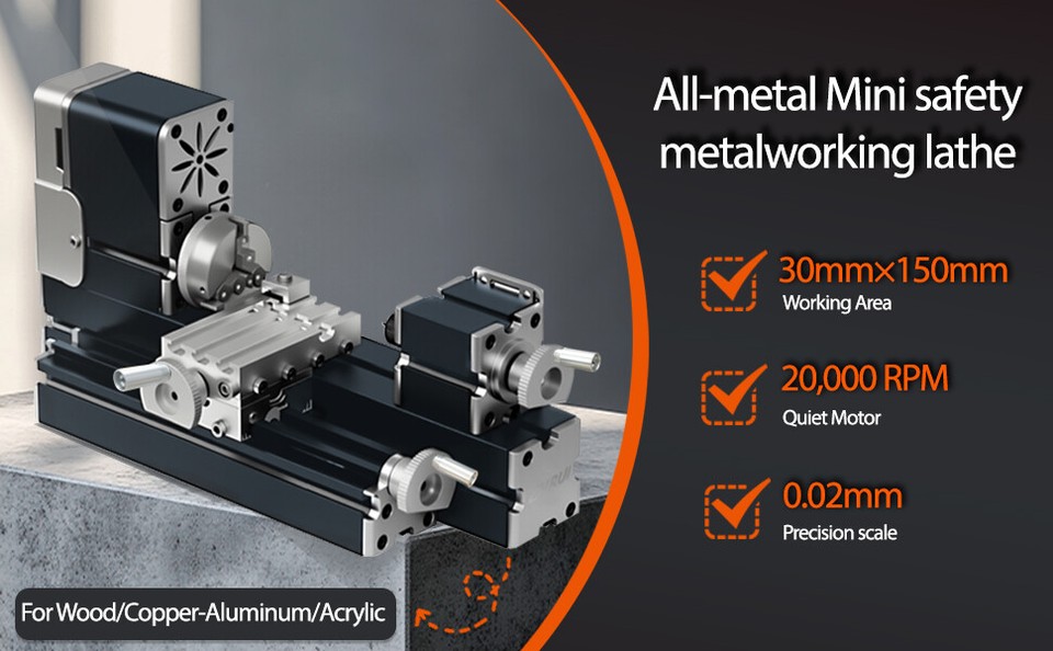 ZHRUI 36W DIY All-metal Mini Lathe Didactical Lathe Tool for Hobby ...