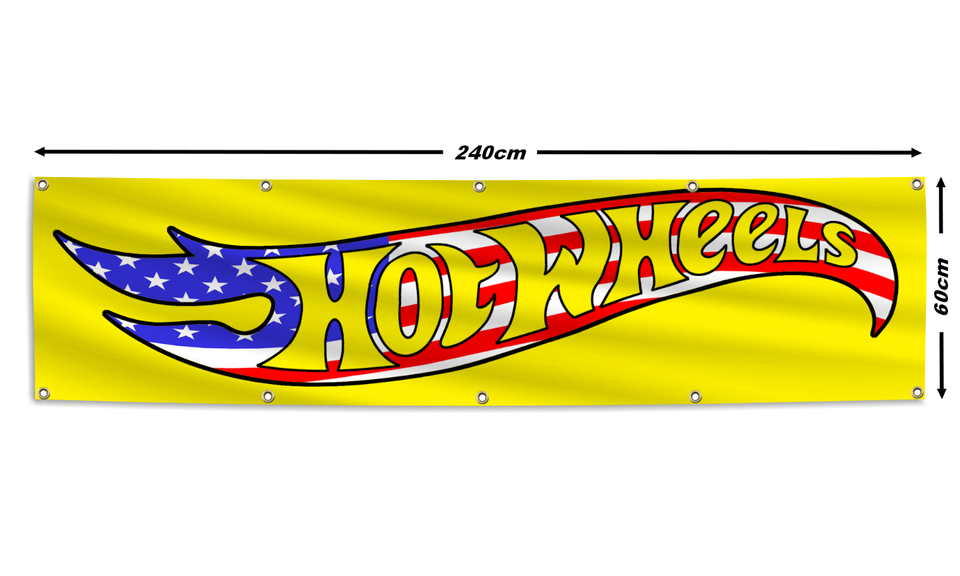 Hot Wheels Banner Flag 2x8Ft Mattel Toys Collectors Room Garage Decor ...