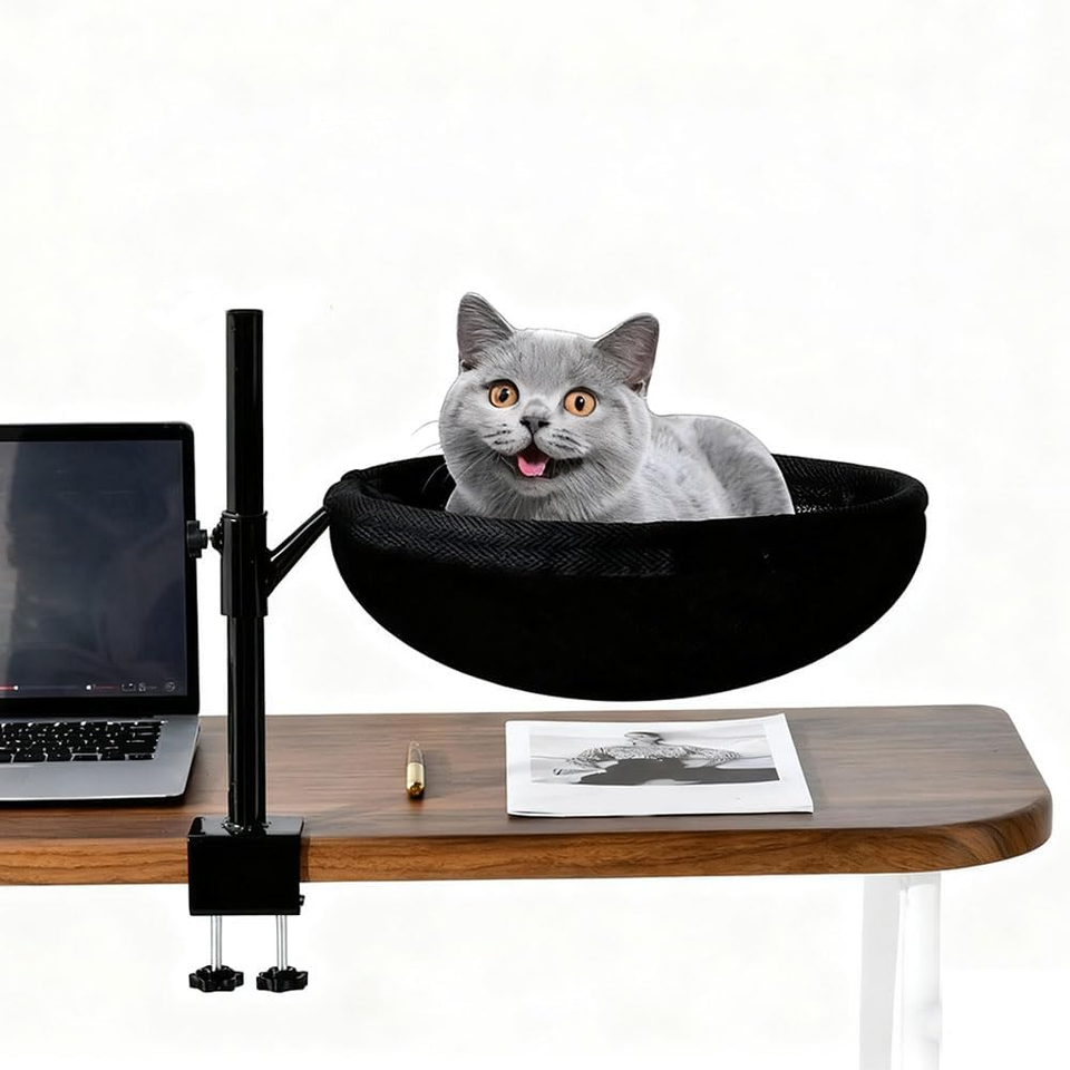 Table Cat Bed, Cat Bed Desk Mount, Cats Desk Hammock, Adjustable 360 ...