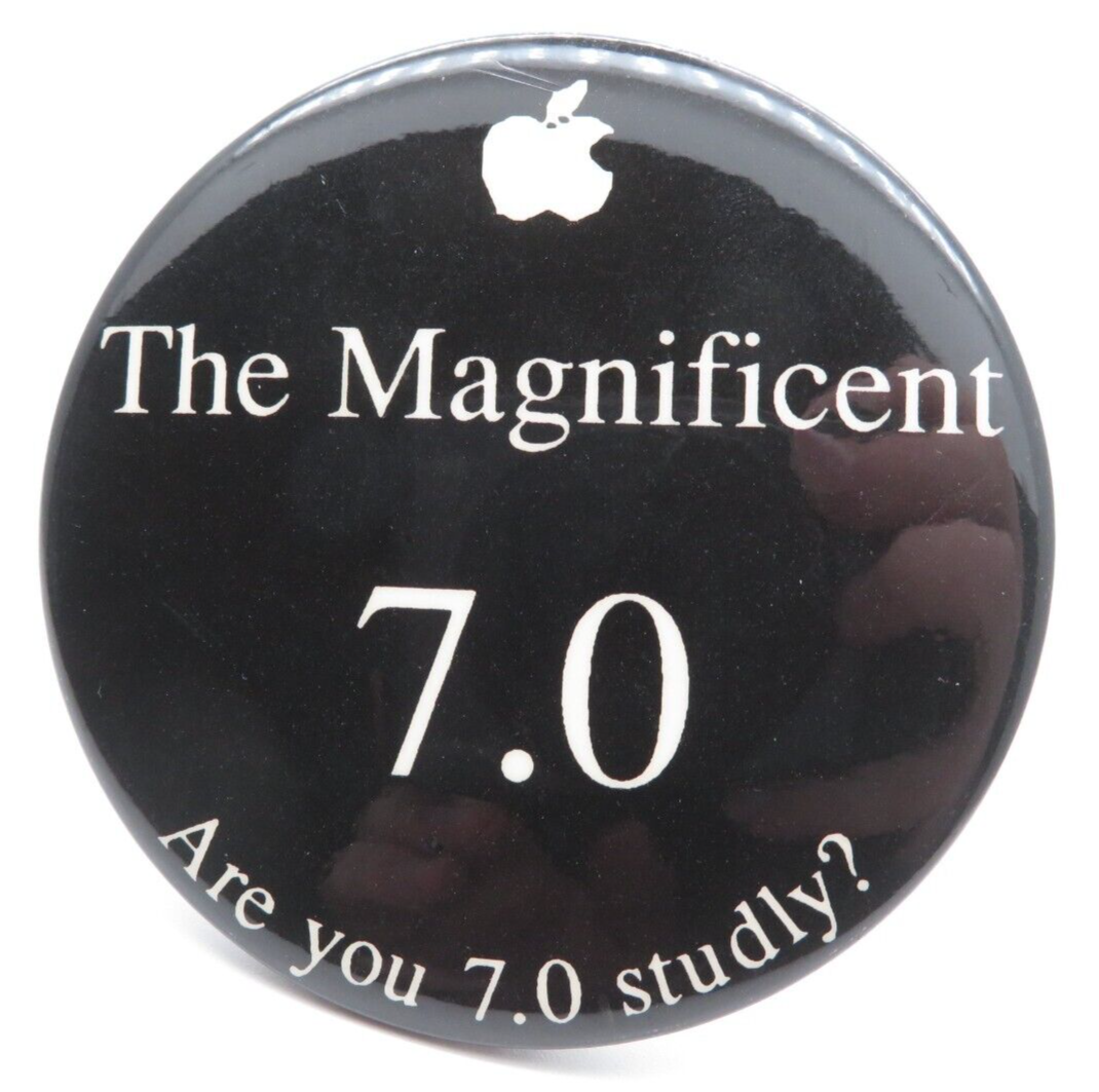 Vintage Apple Computer Employee Pin Back Button, Mac OS 7.0 ...