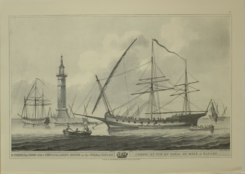 1805 MARINE PRINT CHEBECK LIGHT HOUSE NAPLES 1979 LARGE FACSIMILE LIBER ...