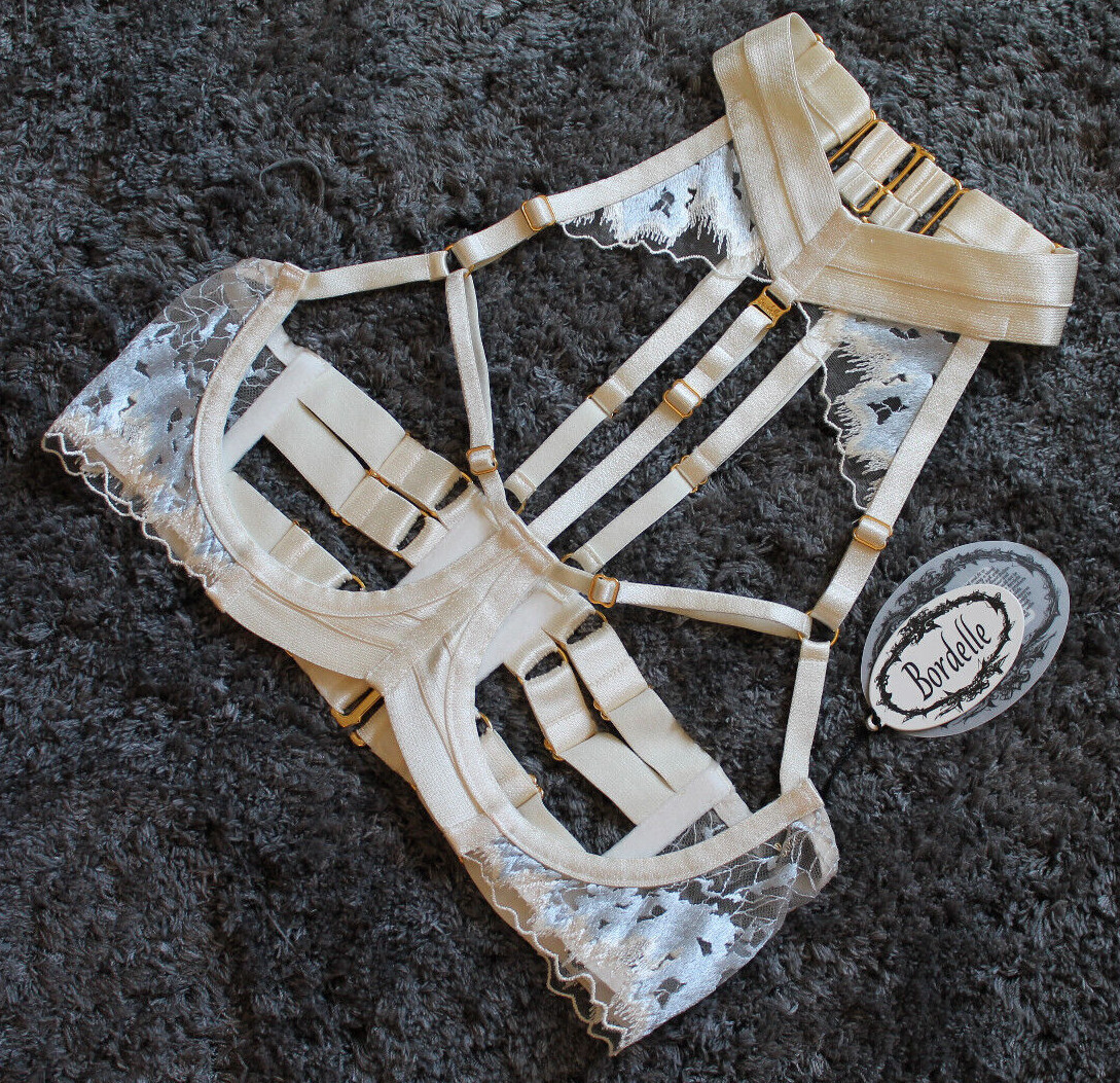 Bordelle Wilde Open Ouvert Wire Bra Cream Blue embroidered 24k S Small ...