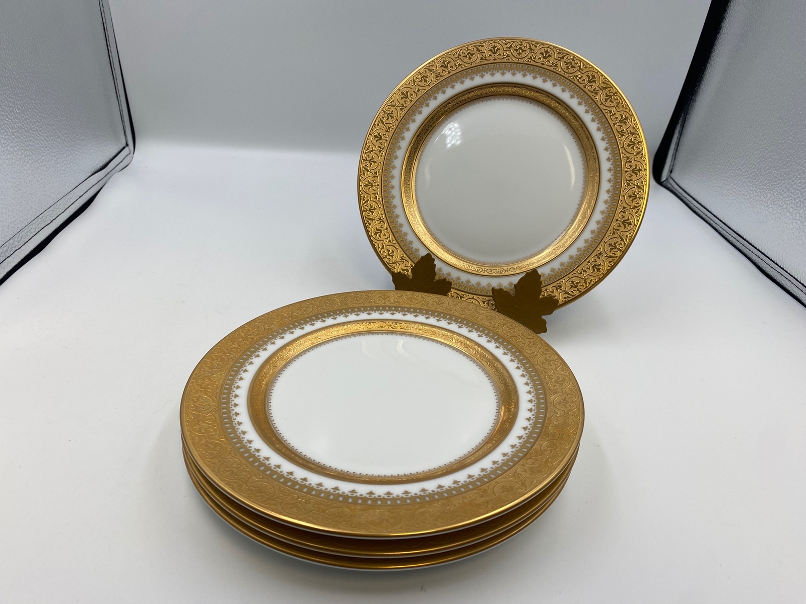 Set of 4 Faberge IMPERIAL HERITAGE Gold & White Salad / Dessert Plates ...