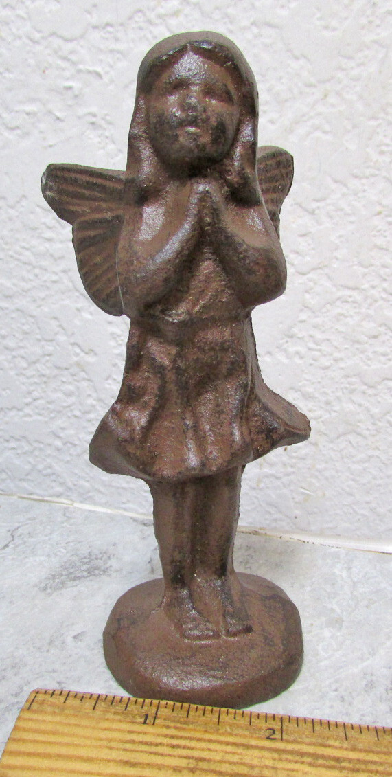 Cast iron Angel Fairy young girl figure figurine, 5.25 inch tall, over ...