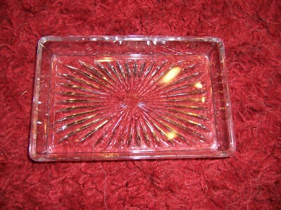 VINTAGE RECTANGULAR STARBURST DESIGN Cut Glass Candy/Trinket Dish | eBay