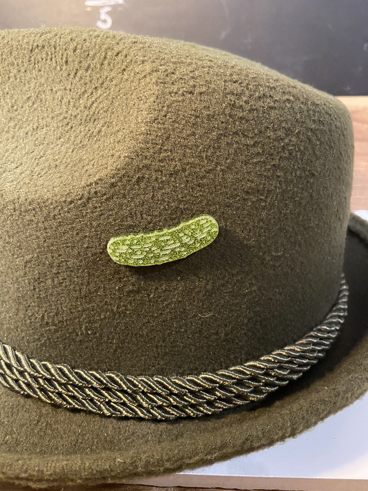 Handmade Glittery Christmas Pickle Hat Pin German Oktoberfest Wurstfest ...