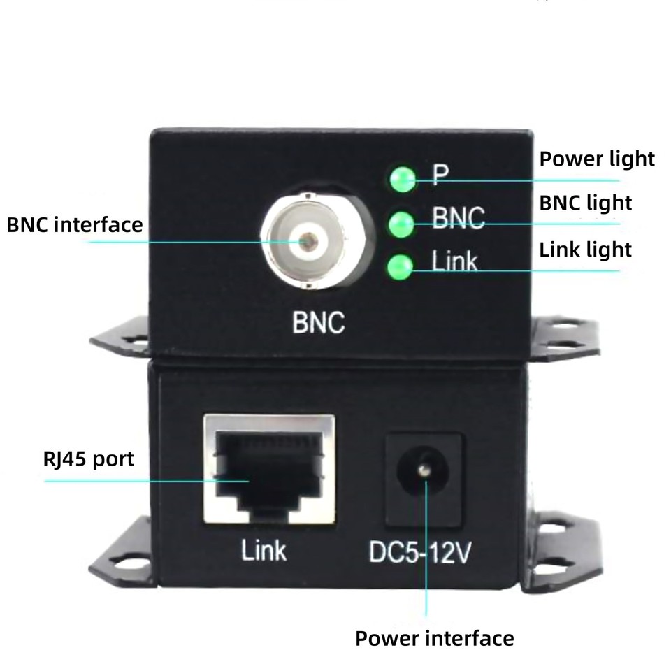 2PCS/Set Black Metal Network Rj45 BNC IP Over Coaxial Extender ...