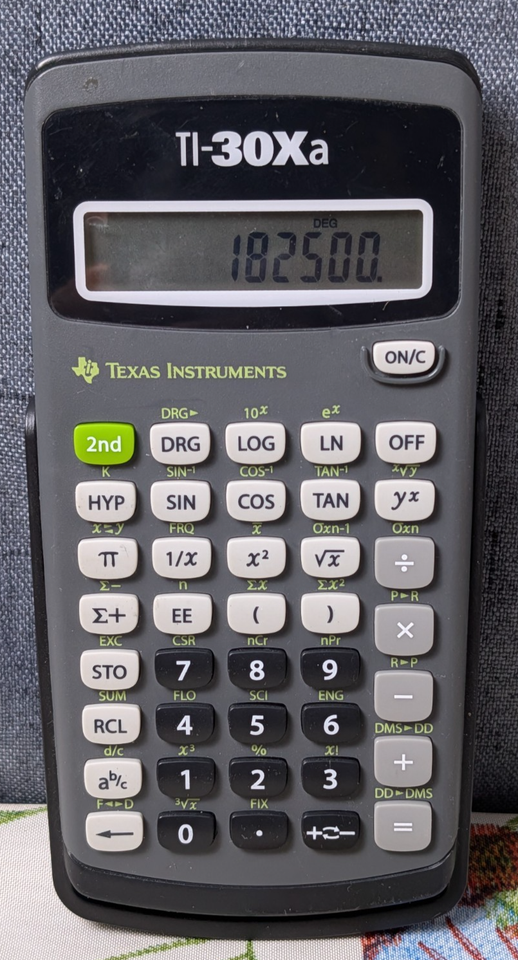 Texas Instruments TI-30Xa Scientific Calculator Battery Powered Student ...