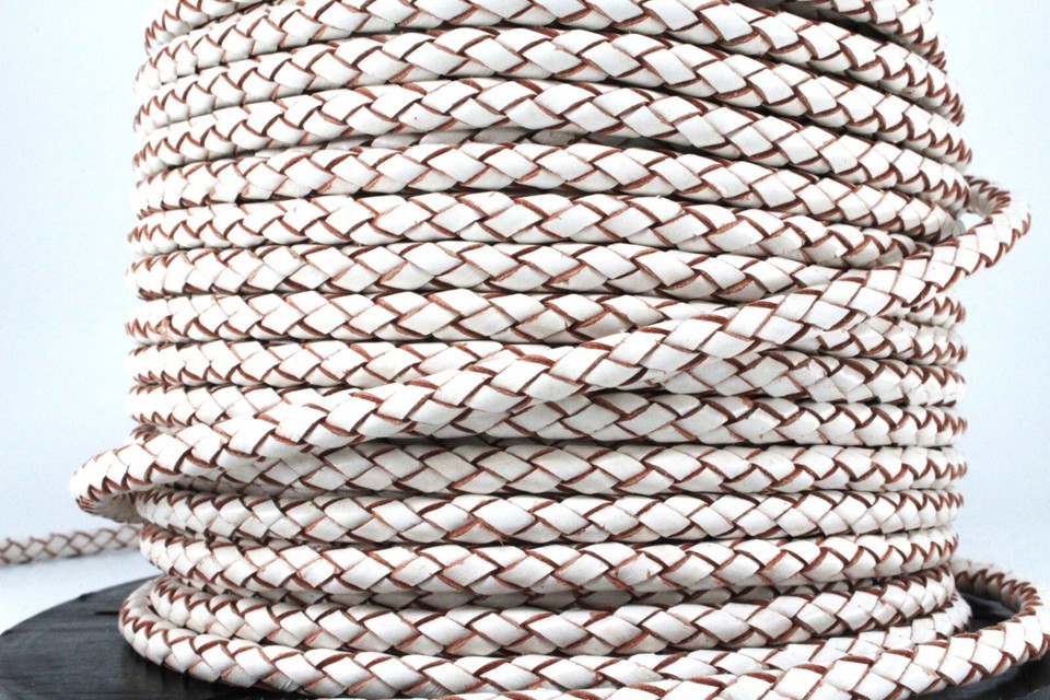 Premium Genuine Round Bolo Braided Leather Cord Rope String Lace 5MM 3/ ...