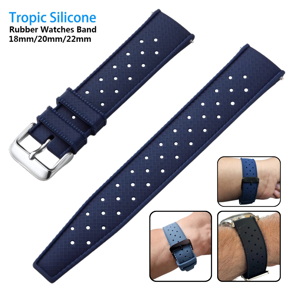Silicone Watch Bands Quick Release Tropical Watch Strap for Unisex 18 ...