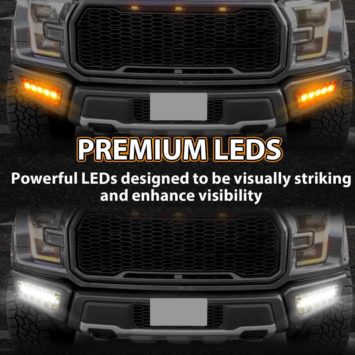 For Ford F-150 Raptor 2017 2018-20 LED DRL w/ Turn Signal Fog Lights ...