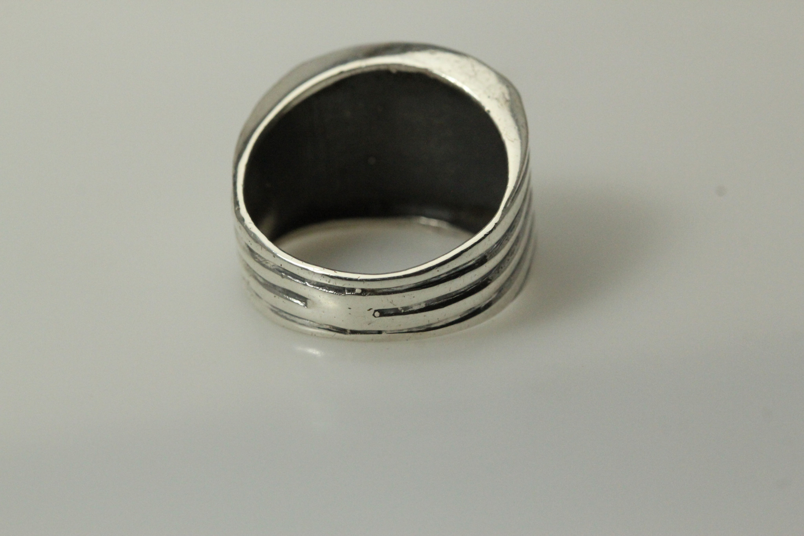 Unmarked Ribbed Cigar Band 925 Sterling Silver Ring (RIN7889) | eBay