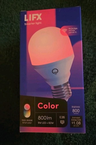 Lifx 60W Equivalent A19 Multi-Color Smart WiFi LED Bulb, Works w/Alexa ...