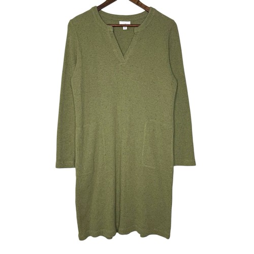 J Jill Dress M Cotton Waffle Knit Olive Green Lagenlook Lounge Relaxed ...