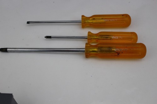 Vtg Vaco Orange Handle Screwdriver set of 3 A316-4 P3 P1 | eBay