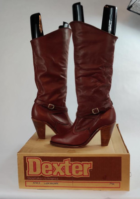 Dexter Vintage Women's Cowgirl Boots Cuffs Stacked Wooden Heels | eBay