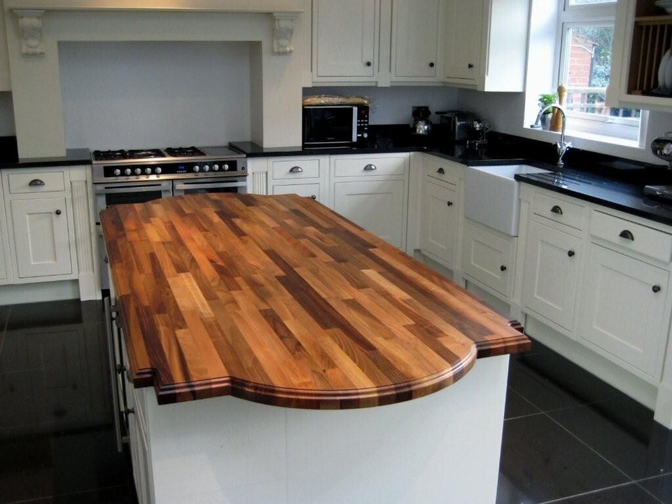 Solid Walnut Kitchen Worktop, Real Wood work top, Island Table Desk ...