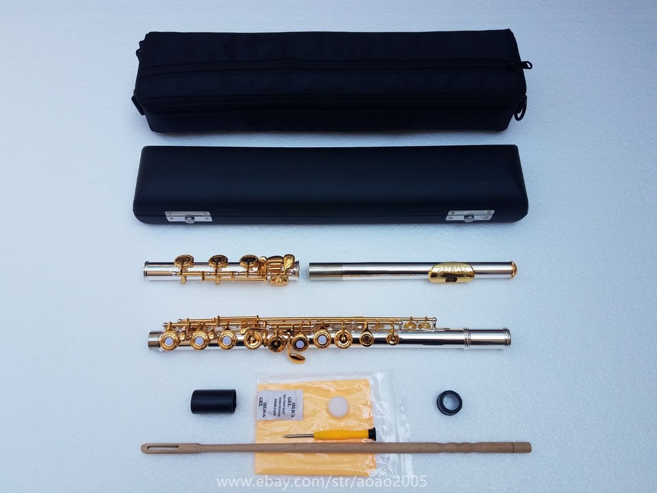 17 Open Hole French Flute Key Embouchure Hole Carved Gold Plated E Key ...