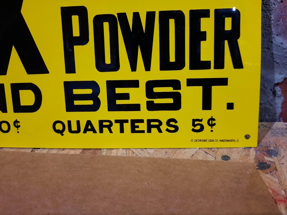 NEW OLD STOCK NOS EMBOSSED CLIMAX BAKING POWDER TIN METAL SIGN MCA ...