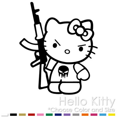 ANGRY KITTY WITH MACHINE GUN CAR WINDOW LAPTOP VINYL DECAL STICKER (HK ...